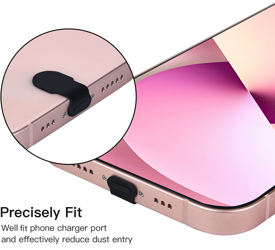 CaseBuy Anti-Lost Dust Plug Compatible with Apple iPhone 14, 14 Pro Max, 13, 13 Pro Max, 12, 12 Mini, 11, X, XS, XR, 8, 7, iPhone Charging Port Dust Accessories | Silicone iPhone Dust Plugs