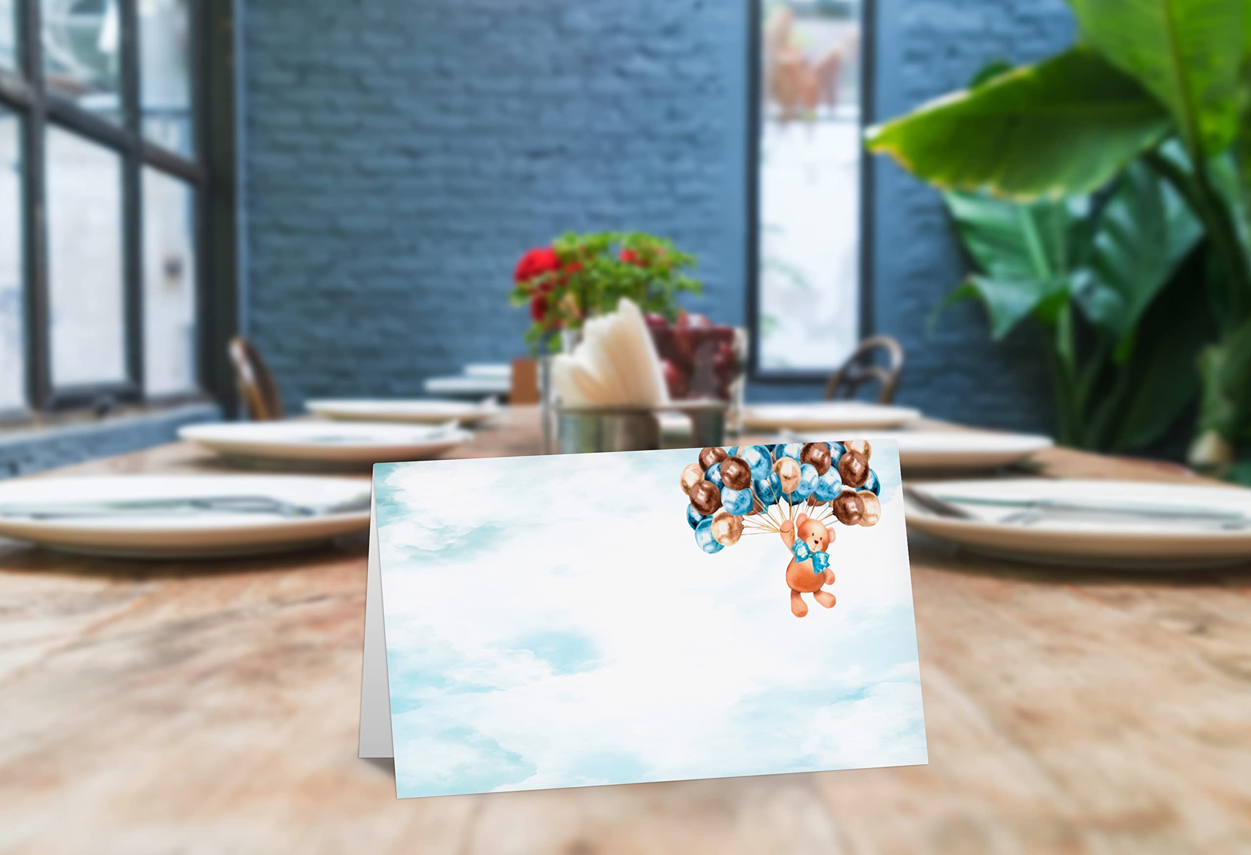 Shower Bear Place Cards Tent Style Cards β 25 Cards per Pack Shower Bear Party Supplies Decorations (TAIKA-009)