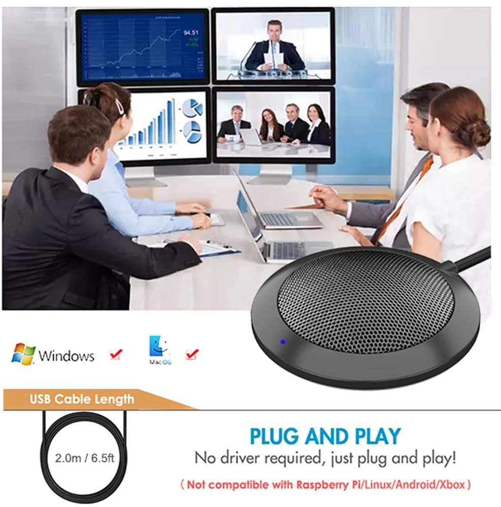 Conference USB Microphone, Computer Desktop Mic with LED Indicator, TKGOU Plug & Play Omnidirectional Condenser PC Laptop Mics for Online Meeting/Class,Skype,Recording,Chatting,Zoom,(Windows/Mac OS X)