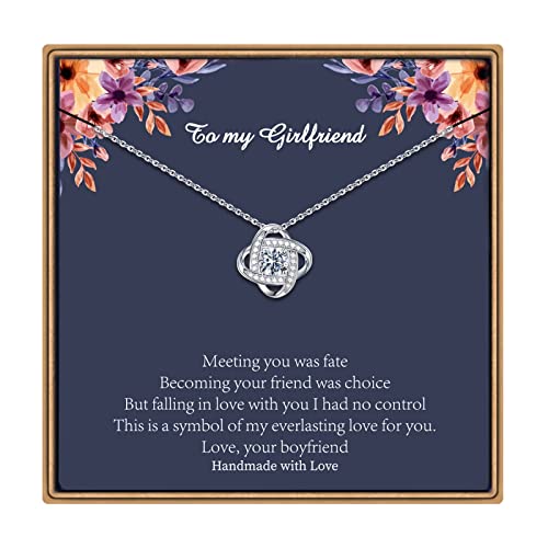 IEFLIFE Girlfriend Gifts Girlfriend Necklace, Love Knot Necklace Jewelry I Love You Gifts Valentines Day Gifts for Her Mothers Day Anniversary Christmas Gifts for Girlfriend