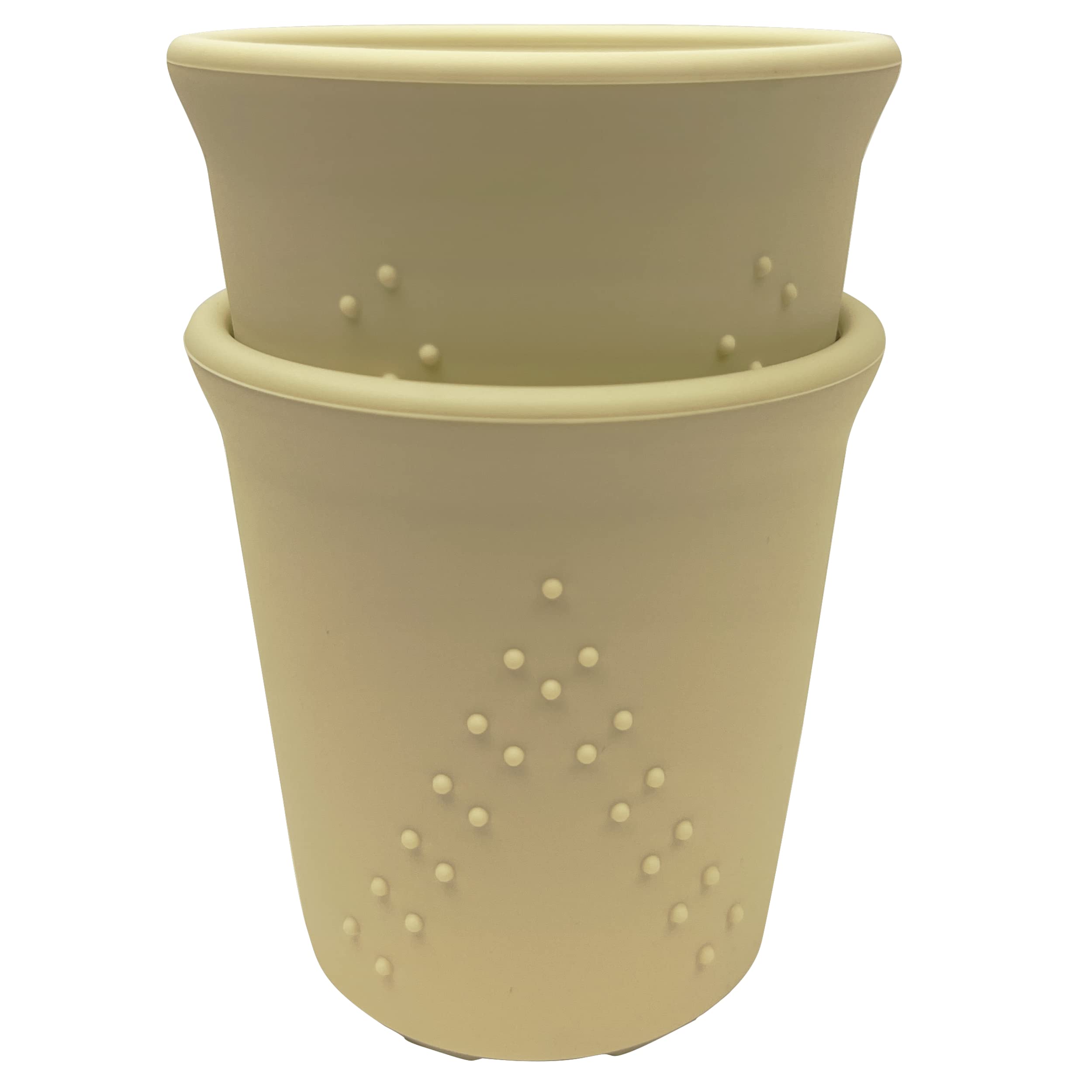 BraveJusticeKidsCo. | SiliSteel™ Drinking Cups | Kids and Toddler Silicone + Steel Dinnerware Cups | Unbreakable Dinnerware | Reusable Dishwasher Safe Water Glasses (2 Pack) (Cream)