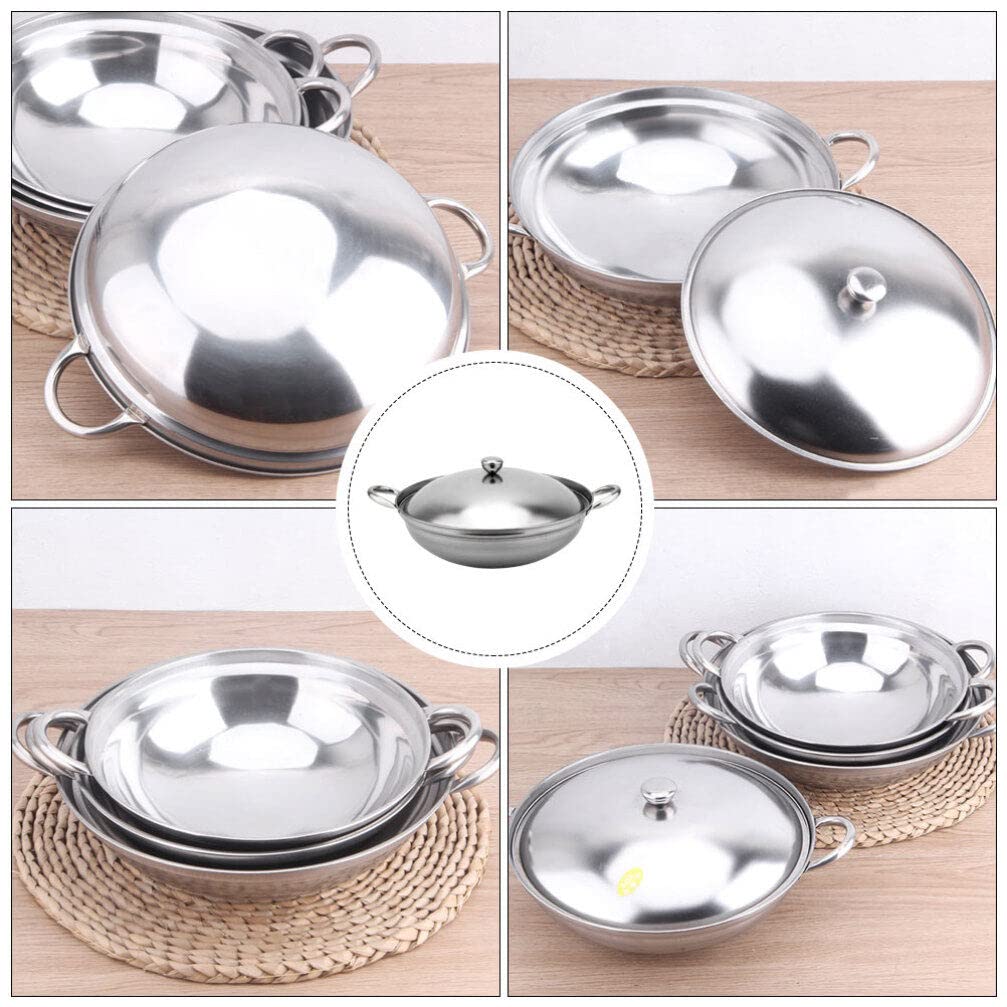 CALLARON Stainless Steel Frying Pan Skillet Crepe Pancake Pan Hot Pot Everyday Pan Omelette Cooking Pan Round Griddle Pan Cookware with Handle and Lid 25cm