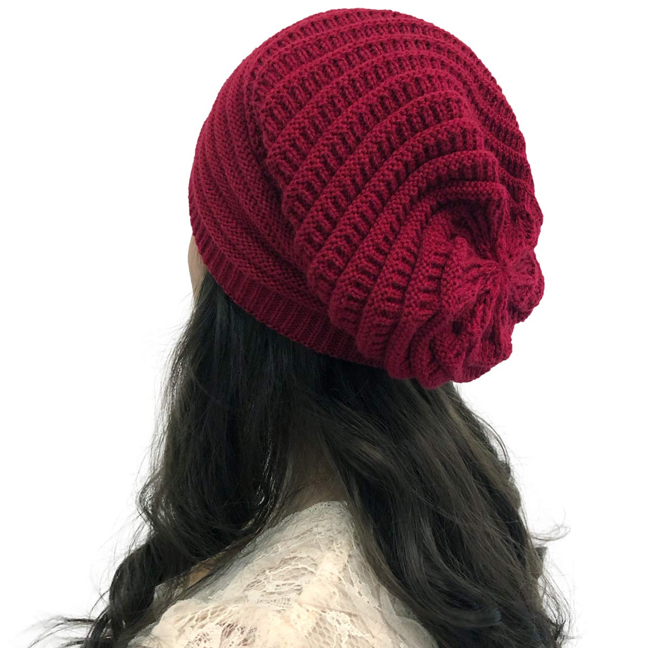 Ayliss Beanie Unisex Winter Cozy Cable Knit Hat for Women/Men (Burgundy)