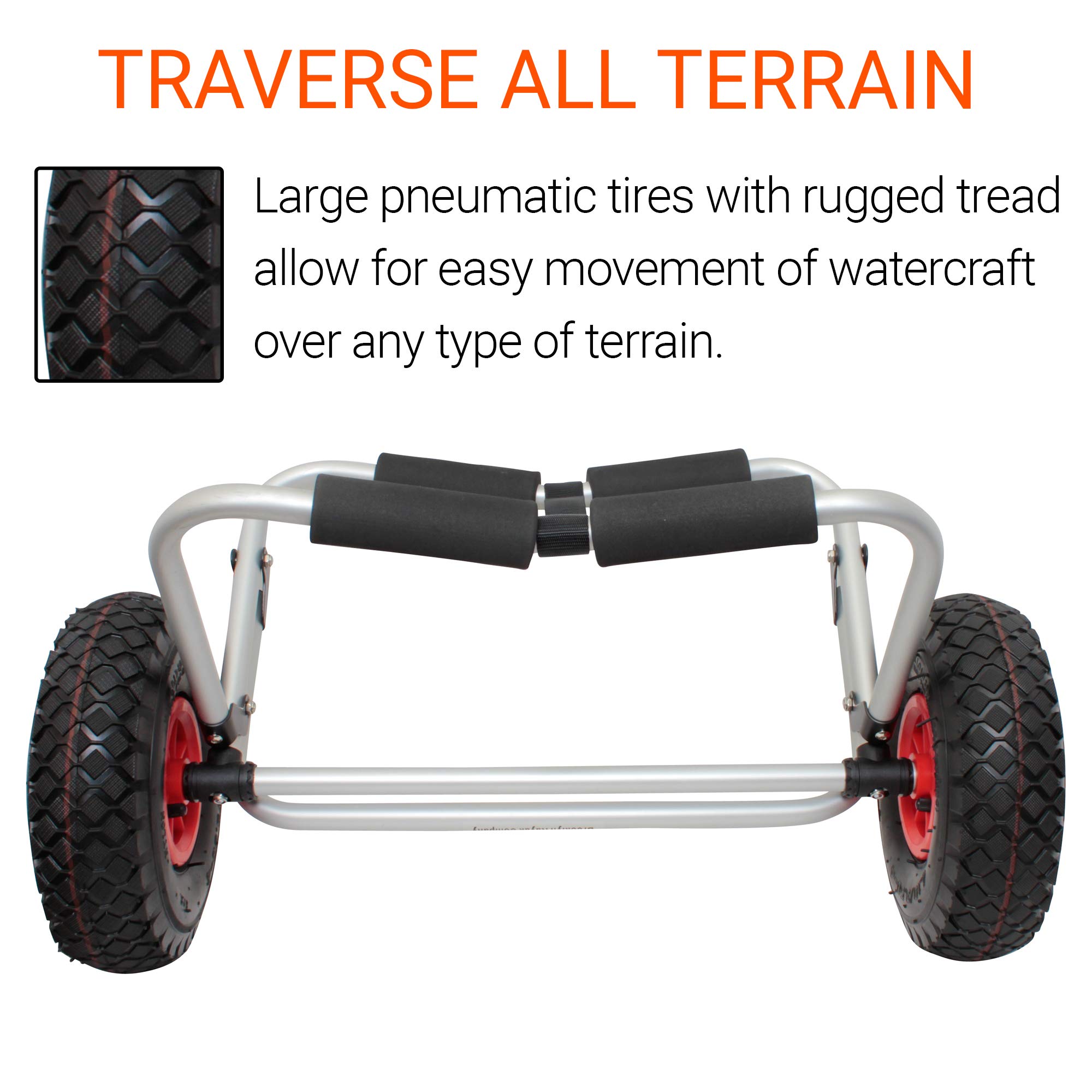 BKC UH-KC271 Two-Wheeled Cart for Kayaks, Stand Up Paddle Boards, Canoes - Easy Overland Transport at the Lake, Beach, or Reservoir