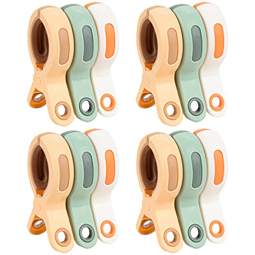 Linkidea Beach Towel Clips for Beach Chairs, Heavy Duty Laundry Clothes Pins Clips with Springs, Plastic Strong Beach Chair Clips Keep Towel from Blowing Away