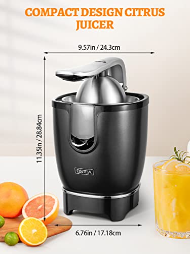 OSTBA Citrus Juicer Electric, Orange Juicer with Two Cones, Lemon Lime Grapefruit Orange Juice Squeezer, Anti-drip Spout, Stainless Steel Handle, Easy to Clean and Use
