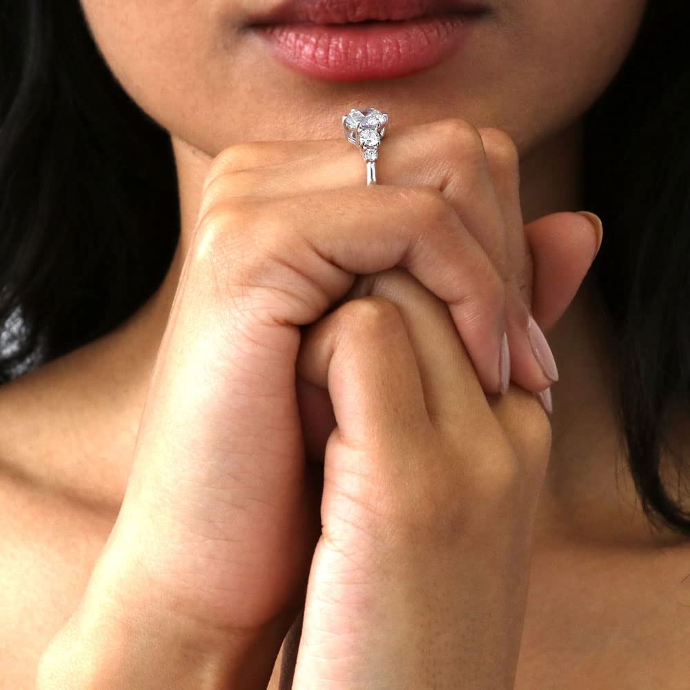 BERRICLE Sterling Silver 5-Stone Cubic Zirconia CZ Fashion Ring for Women, Rhodium Plated Size 7