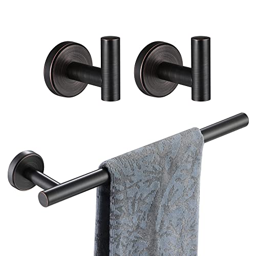 JQK Hand Towel Holder Towel Ring Oil Rubbed Bronze, Thicken 8mm 304 Stainless Steel Bathroom Hand Towel Bar, 12 Inch Wall Mount Towel Rack Hanger, ORB, THH110L12-ORB