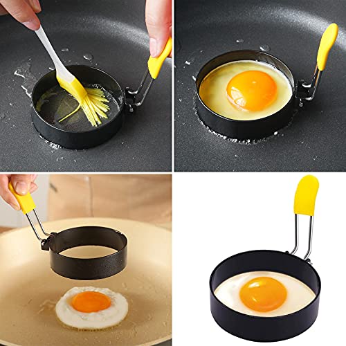 Bulckrew Egg Rings Mold Set, 2PCS Stainless Steel Egg Cooking Rings Cooking Tools, Pancake Mold for frying Eggs and Omelet