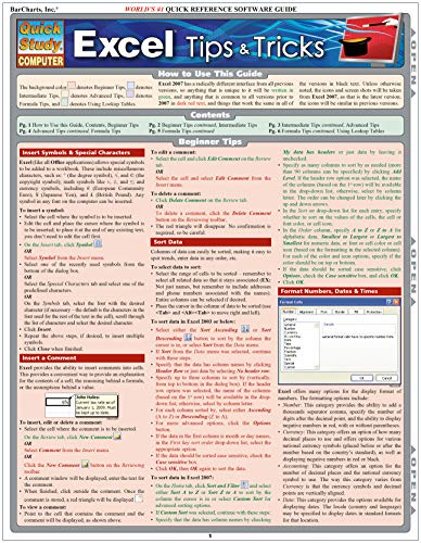Excel Tips & Tricks QuickStudy Laminated Reference Guide (QuickStudy Computer)