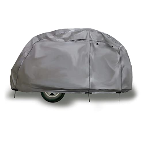 EliteShield ShieldAll Ultimate Teardrop Trailer Cover, Waterproof UV Protection Teardrop Camper Cover Fits 10 Feet to 12 Feet Long, 6 Feet Wide Silver Color