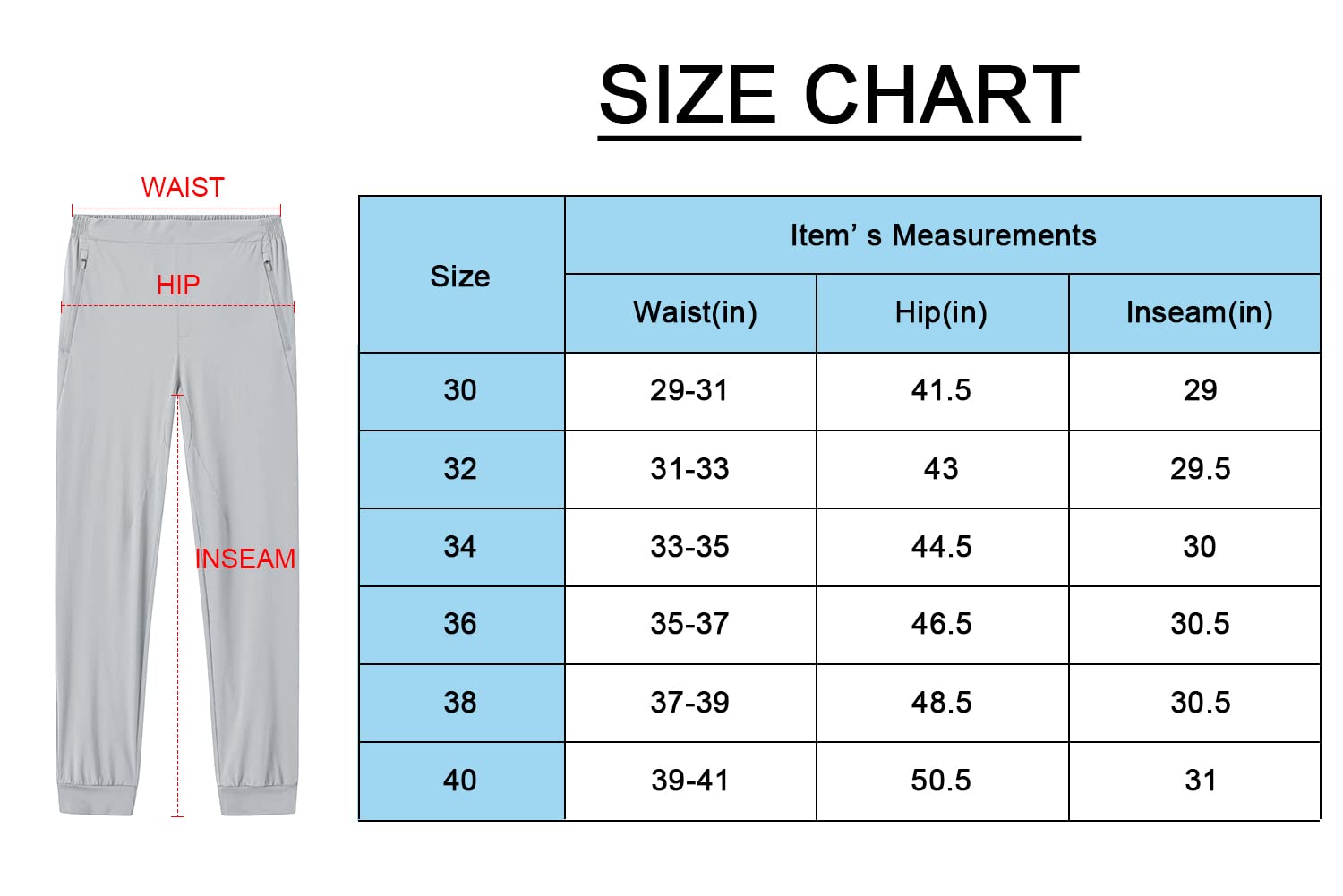 BGOWATU Men's Golf Joggers Pants Slim Fit Sweatpants Stretch Running Walk Pants for Men Light Gray 32