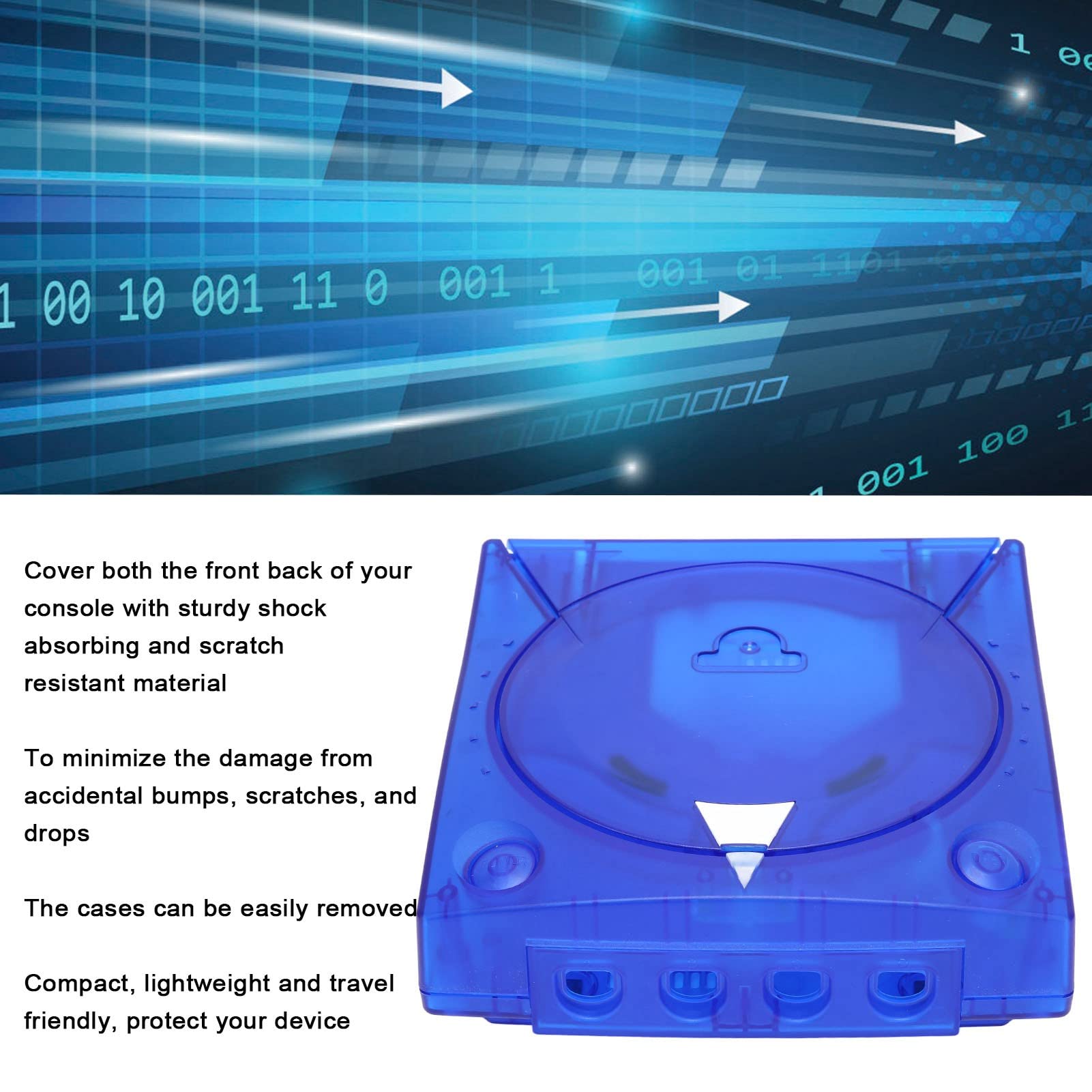 Translucent Plastic, Scratch Resistant Blue Shock Absorption Plastic Housing Shell for SEGA Dreamcast DC