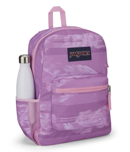 JanSport Cross Town Backpack, Static Rose, 17" x 12.5" x 6" - Simple Bag with 1 Main Compartment, Front Utility Pocket - Premium Class Accessories