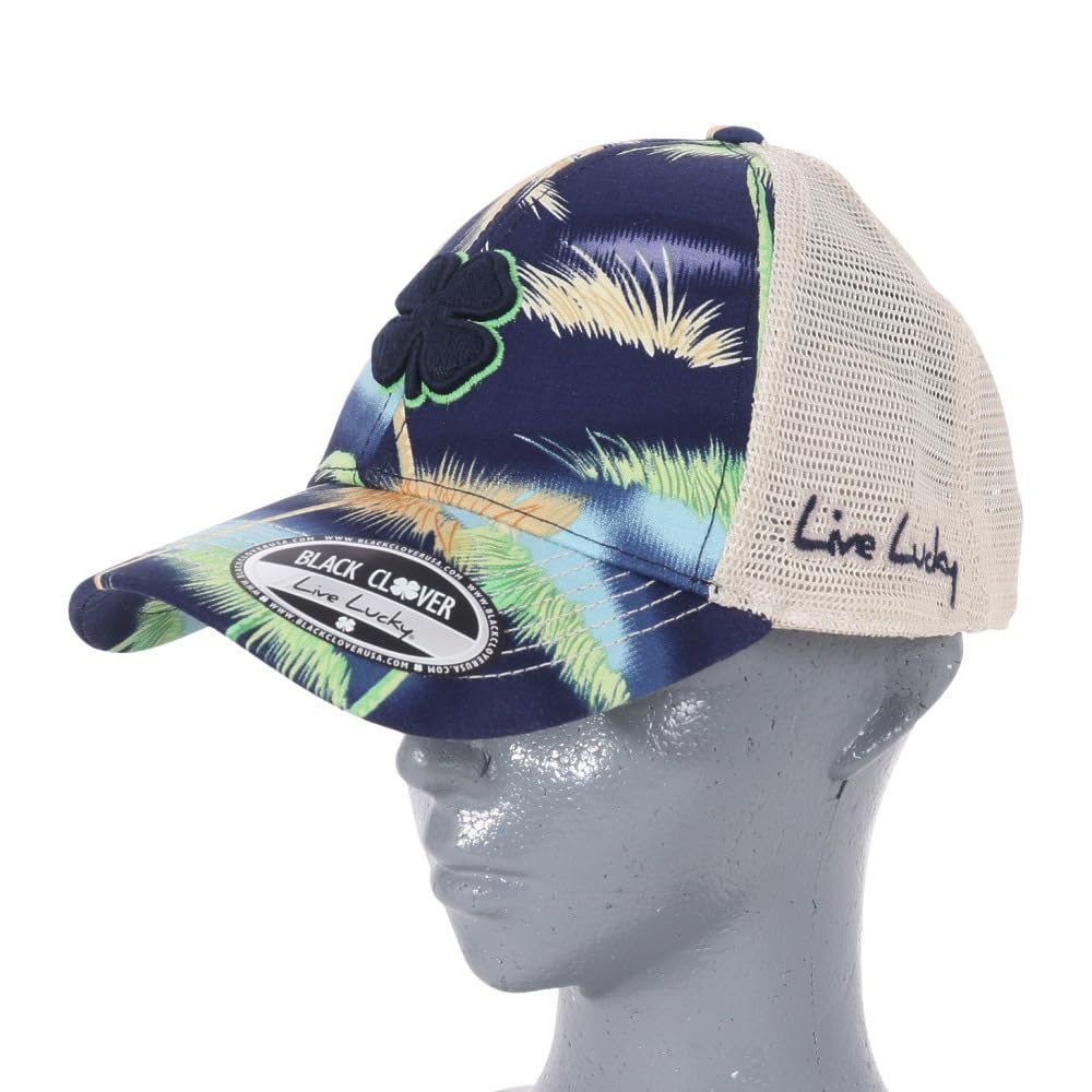 Black Clover Island Luck Hat - Trop 9 - Black/White/Grey Mesh - Adjustable
