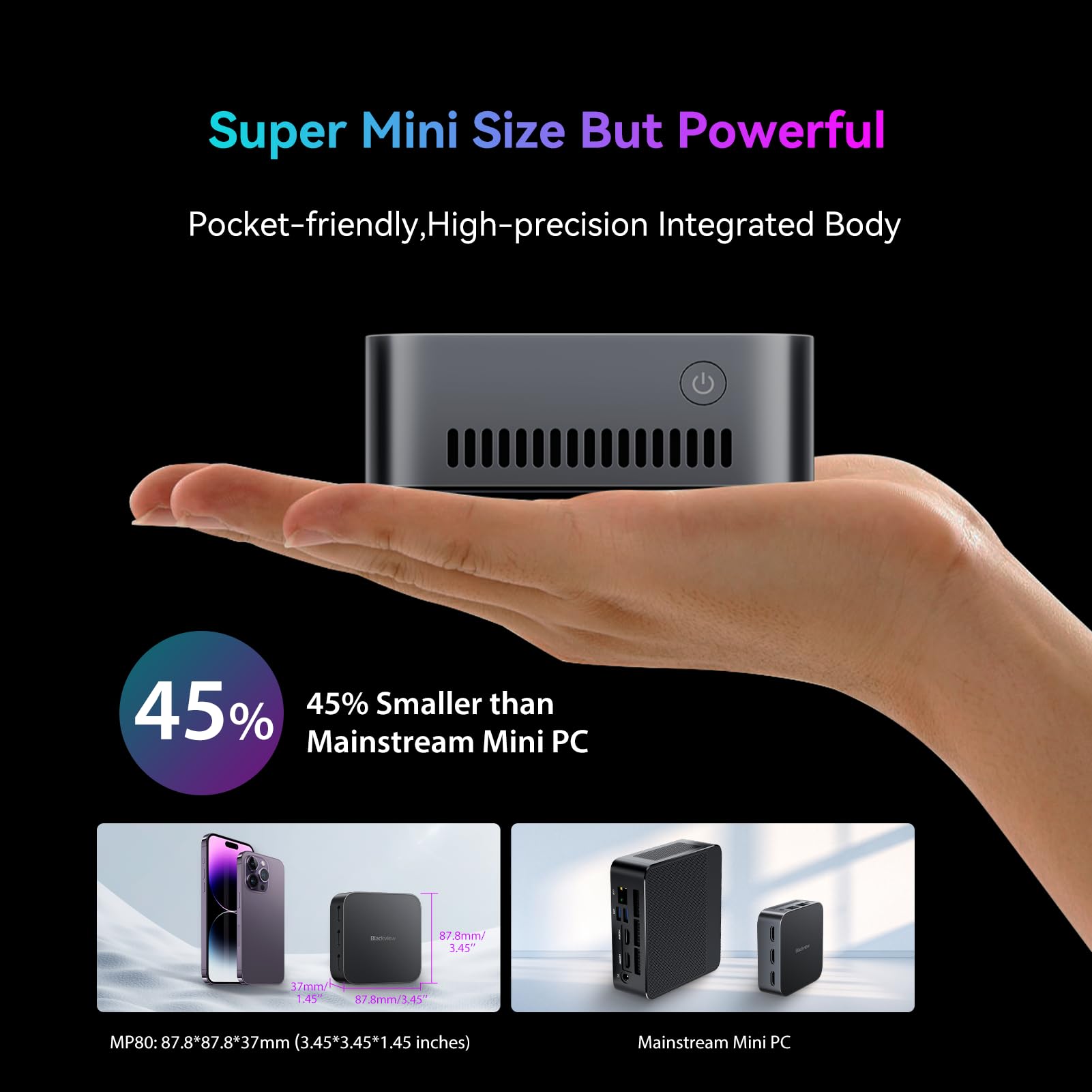 Blackview MP80 Mini PC Intel 12th N95(up to 3.4GHz) MP60 Mini PC Windows 11 Pro 16GB DDR4 RAM 512GB M.2 SSD