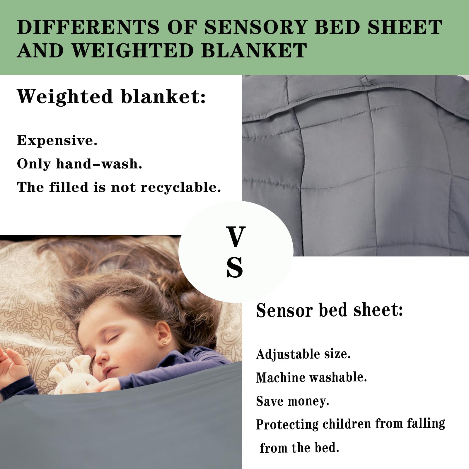 Ntomtuex Sensory Bed Sheet for Compression Reduced Pressure Weighted Blanket to Keep Nice Sleeping Comfortable with Light Breathable Polyester, Grey,38"x60"