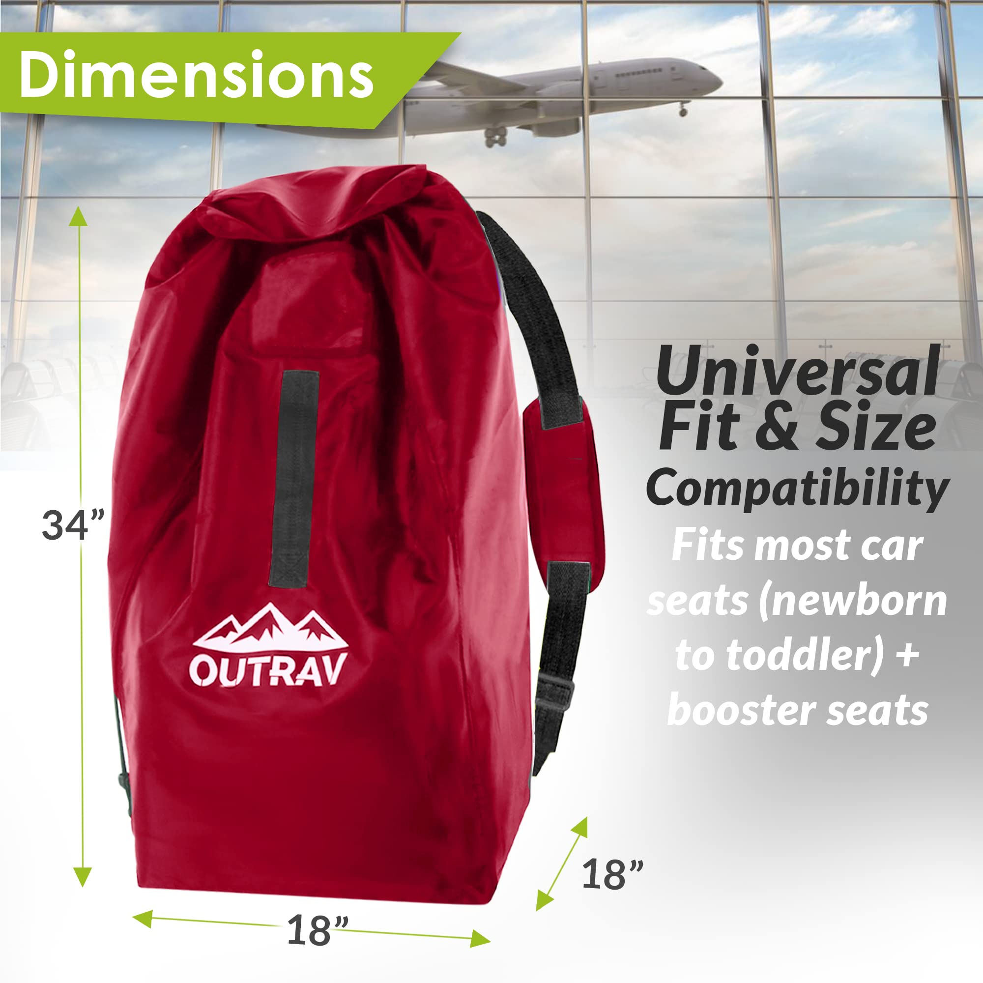 Car Seat Travel Bag with Backpack Straps β Protective Airport Approved Airplane Baggage Gate Check Luggage Storage Sack for Traveling with Booster or Carseat β Universal 2-in-1 Carrying Jacket System
