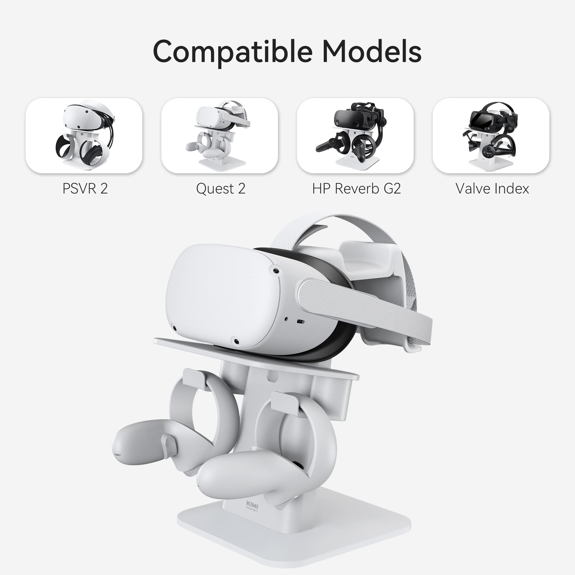 KIWI design VR Stand Accessories Compatible with Quest 2/PSVR 2/Valve Index/HP Reverb G2/ Pico 4/Quest VR Headset and Touch Controllers, Not Compatible with Quest 3 (Black)