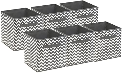 SorbusĀ® Foldable Storage Cube Basket Bin, 6 Pack,Chevron Pattern (Gray)