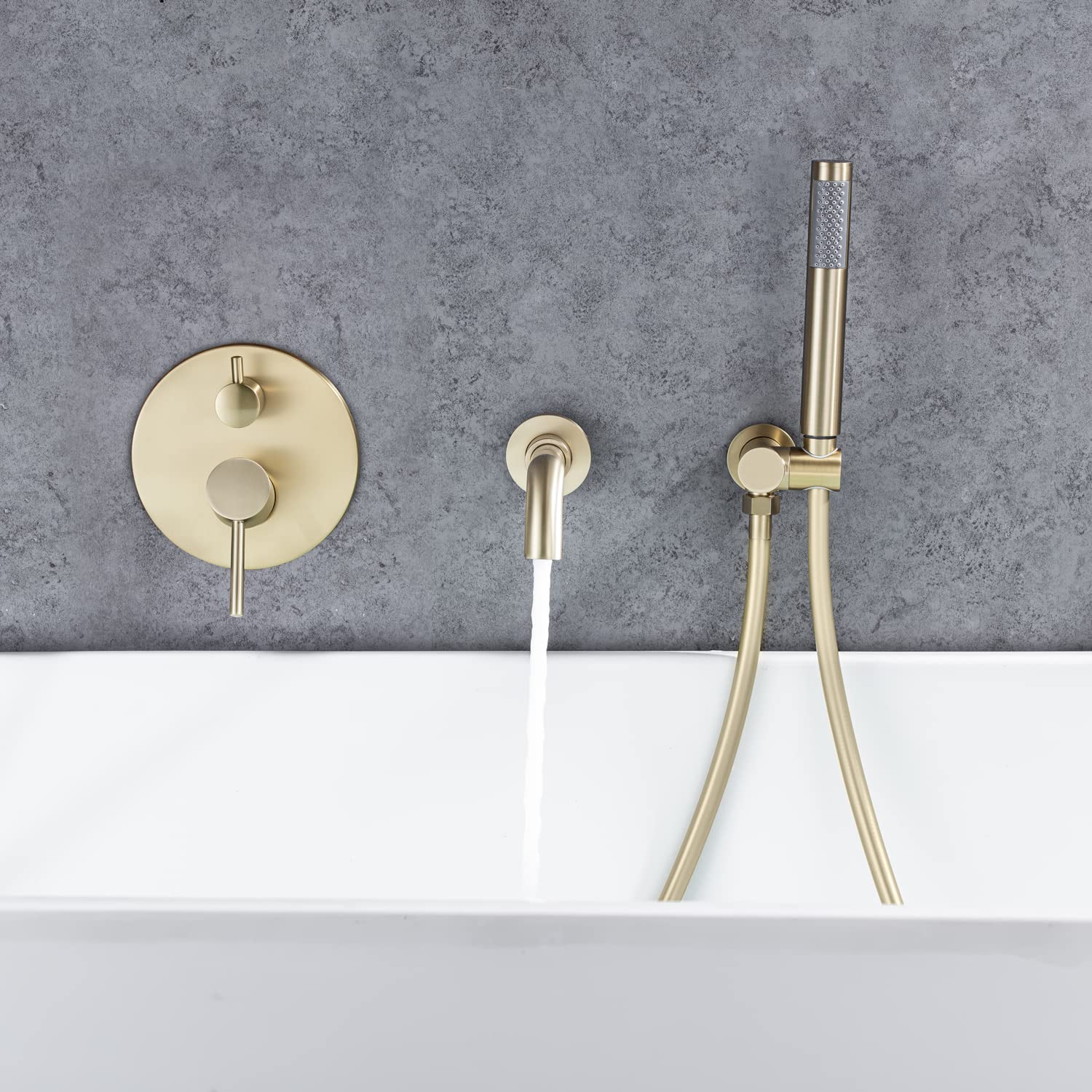AZOS Waterfall Tub Spout Wall Mount, Bathroom Multiple Uses Waterfall Tub Spout High-Flow Filler Bath Tub Faucet Brushed Nickel