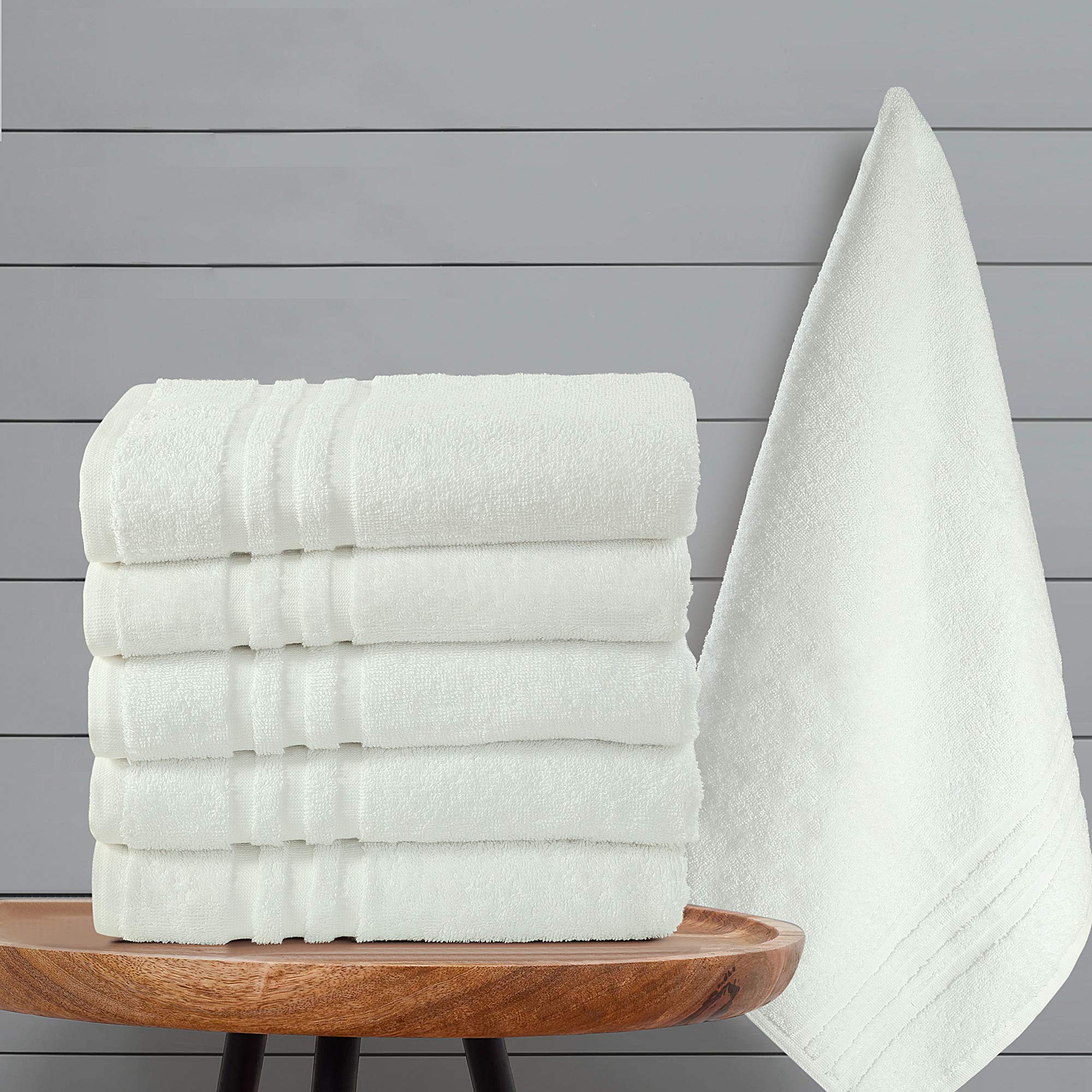 Bliss Casa Small Cotton Towels 20x40 Inch (6 Pack) Multipurpose Light-Weight & Absorbent Quick Drying Towels Set for Hand, Gym, Pool, Spa, Hotel and Salon (White)
