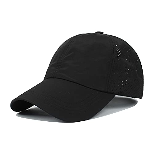 Bonvince Womens Criss Cross Ponytail Hat Quick Drying Baseball Cap Sun Hats UV Protection Sport Hat Black/White