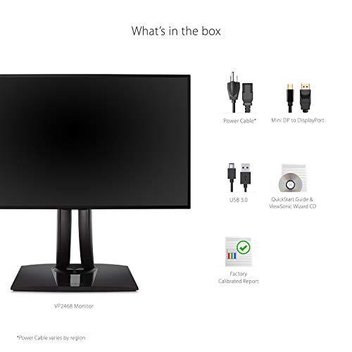 ViewSonic VP2468 24-Inch Premium IPS 1080p Monitor with Advanced Ergonomics, ColorPro 100% sRGB Rec 709, 14-bit 3D LUT, Eye Care, HDMI, USB, DP Daisy Chain for Home and Office