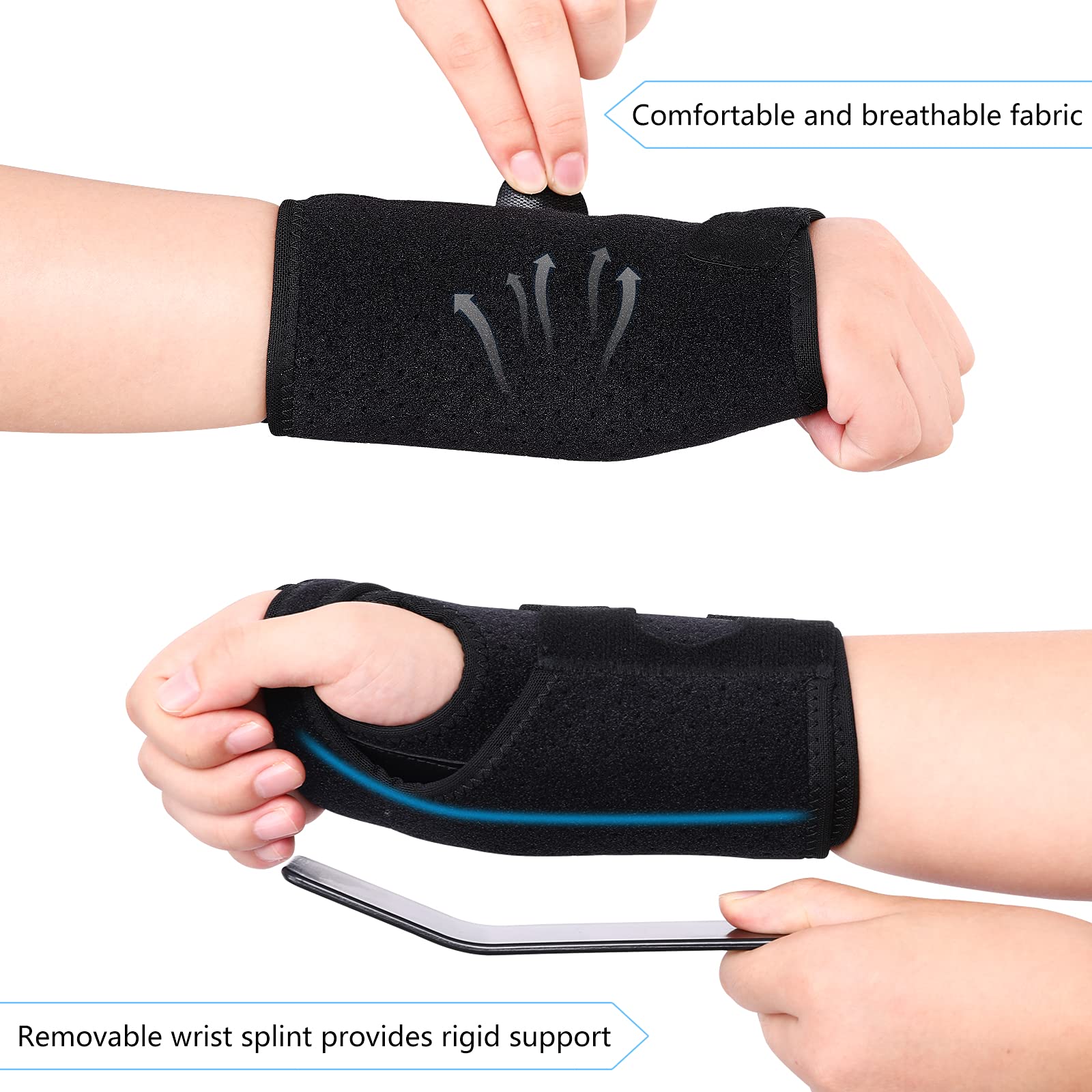 boruizhen Carpal Tunnel Wrist Brace with Splints, Adjustable Wrist Support Brace Hand Support for Sprain, Wrist Pain, Arthritis, Sports (Right Hand, One Size (Pack of 1))