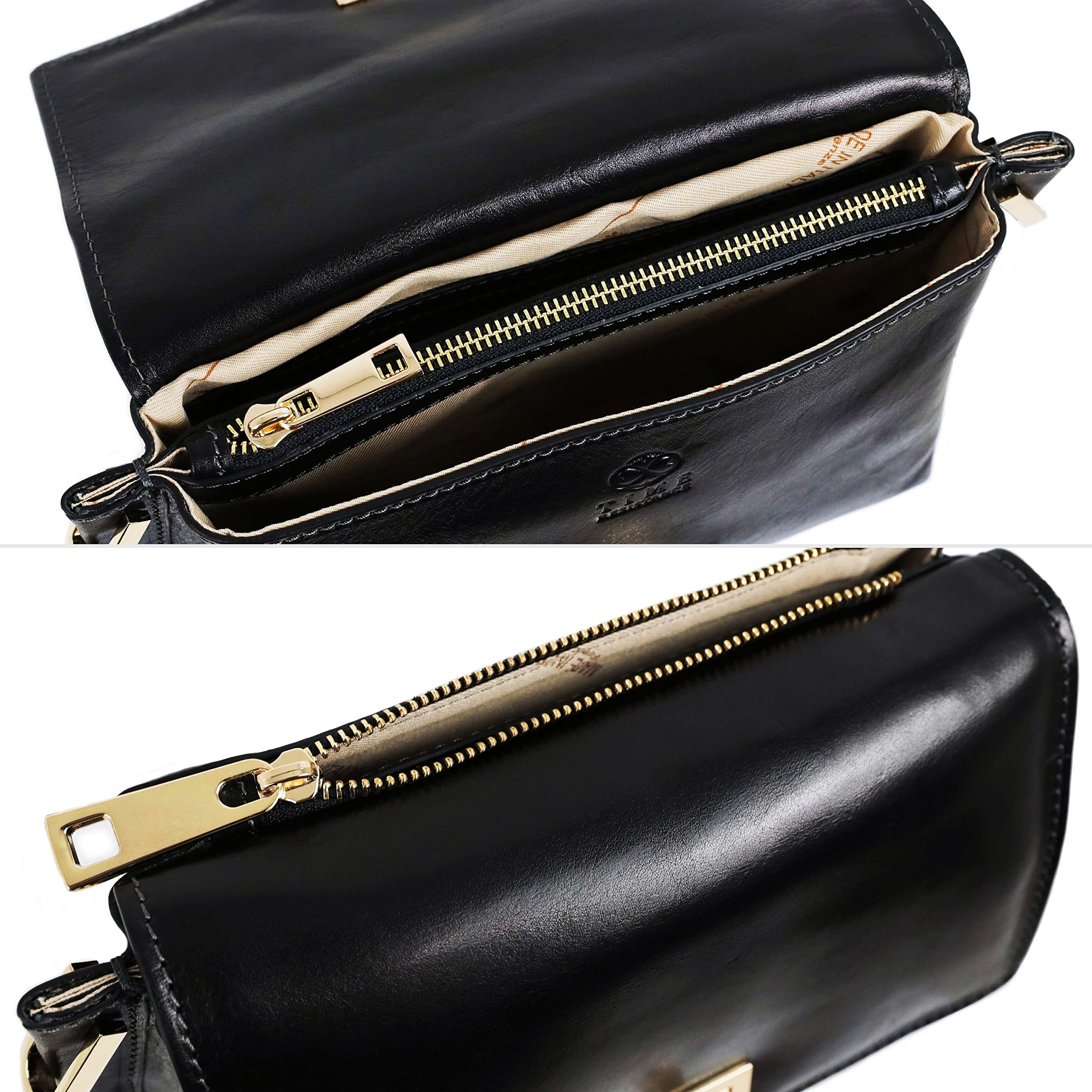 Time Resistance Leather Crossbody Bag for Women - Full Grain Leather Shoulder Bag - Stylish Messenger Bag Purse (Black)