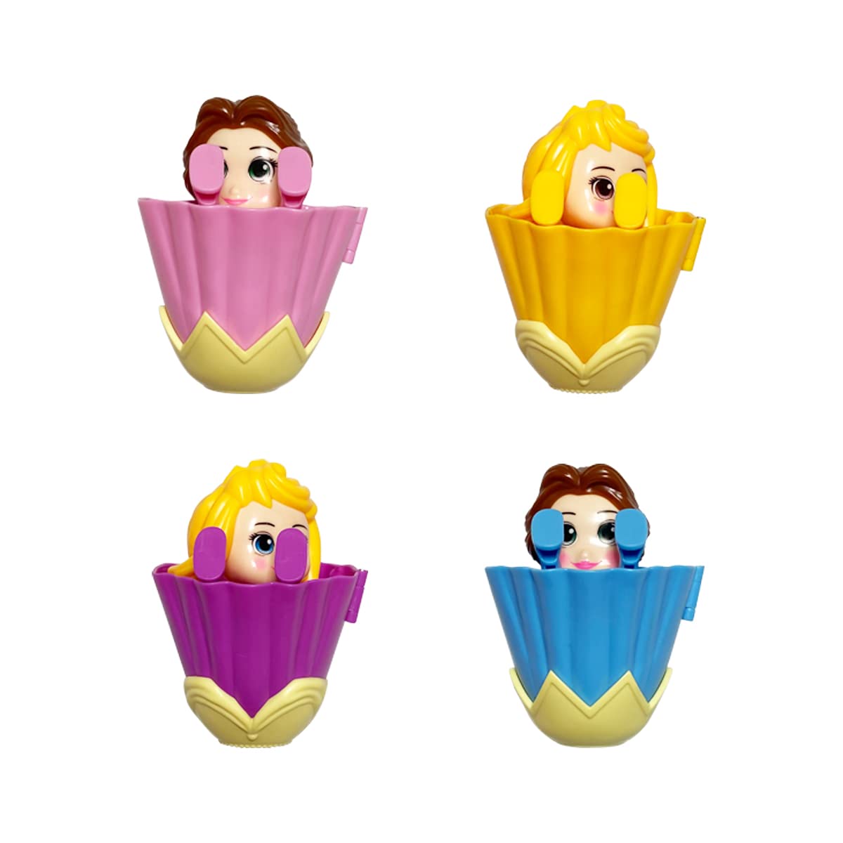 QINGQIU 4 Pack Jumbo Princess Deformation Prefilled Easter Eggs with Toys Inside for Kids Girls Boys Easter Gifts Easter Basket Stuffers Fillers