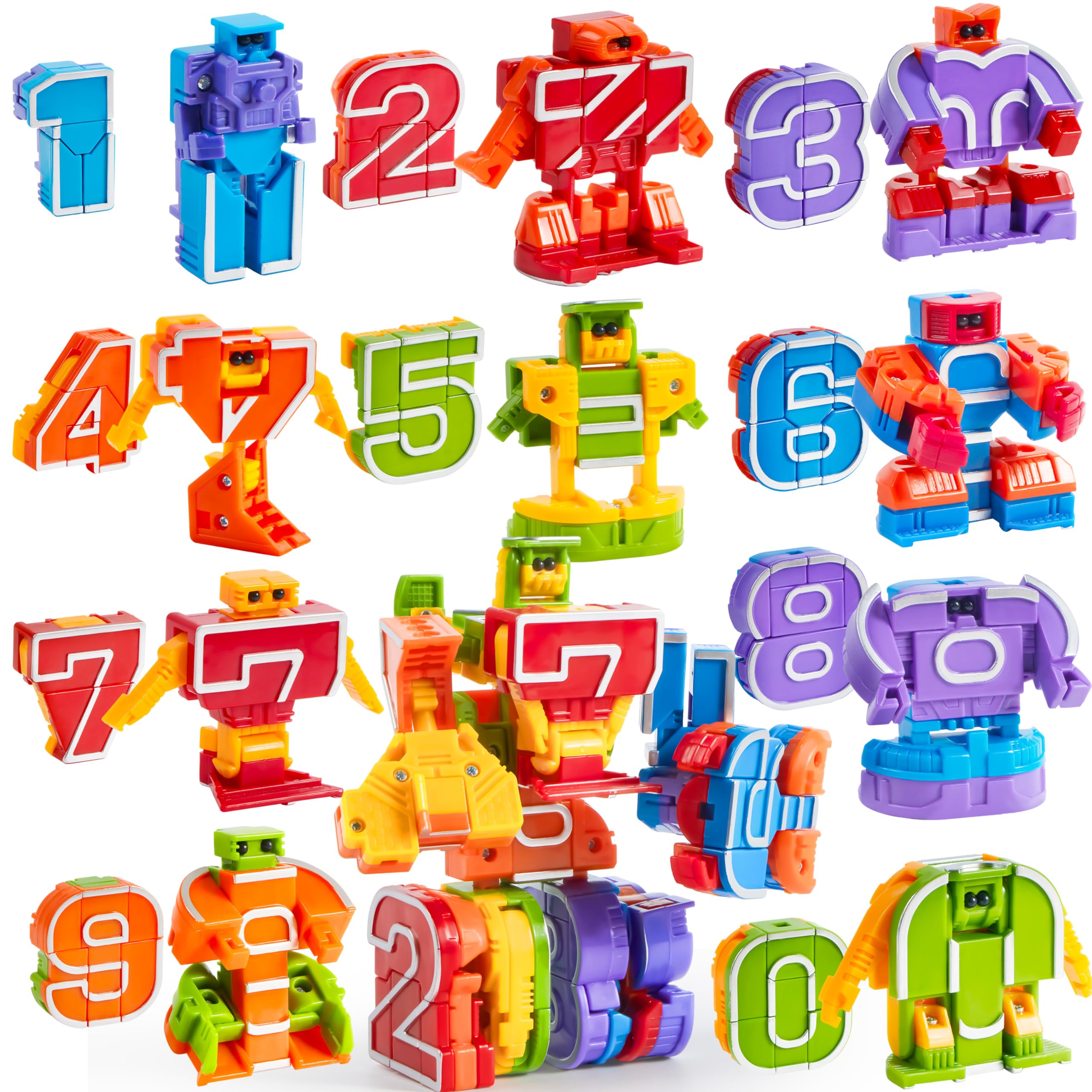 JOYIN 10 Pcs Number Bots Toys, Number Bots, Action Figure Learning Toys, Number Robots Toys, Educational Toy, Christmas Birthday Gifts for Kids Boys Girls 3 4 5 6 Years Old