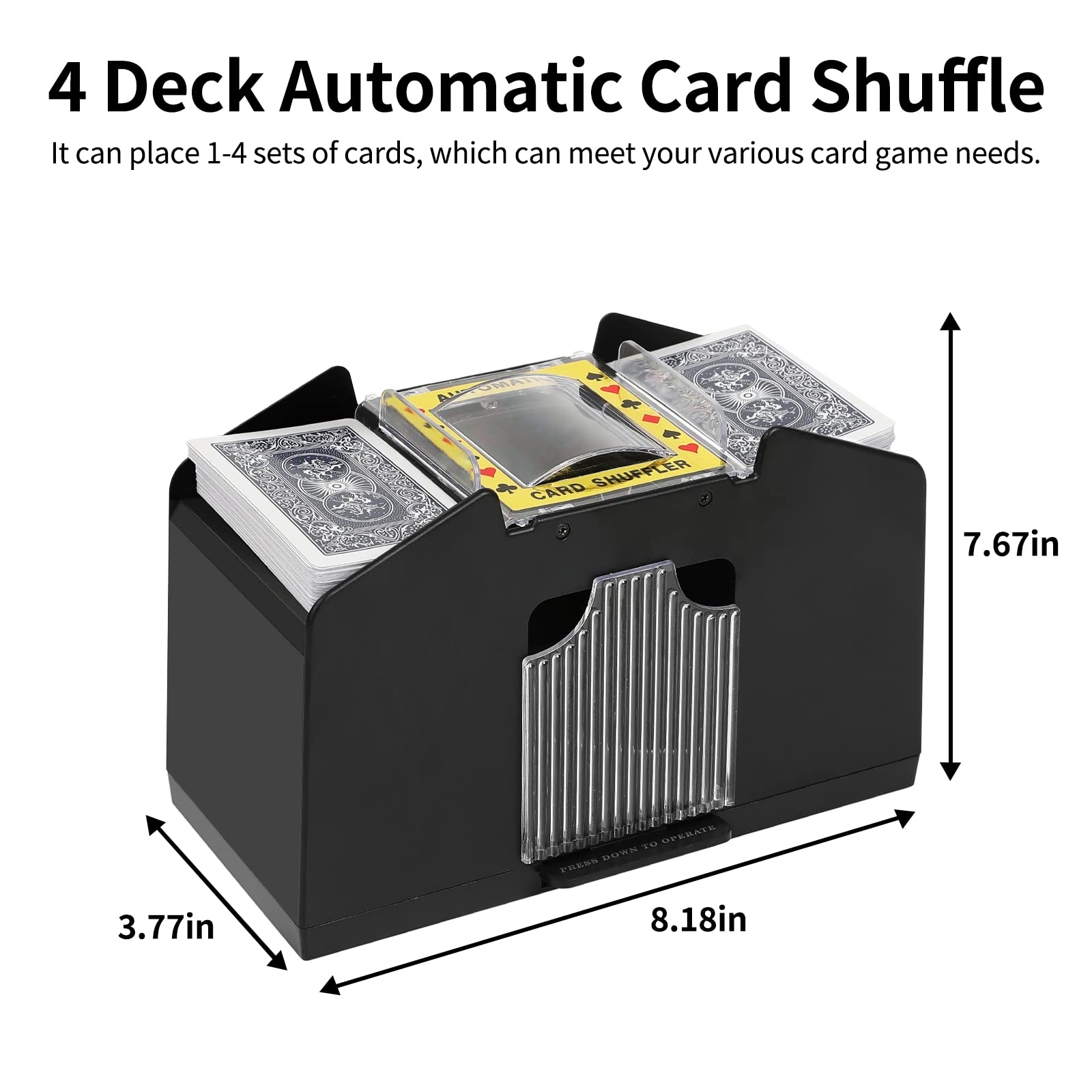 Ni-SHEN 4 Deck Automatic Card Shuffler USB/Battery Operated Electric Shuffler for Family Party Poker/Blackjack/UNO(1-4 Deck Card Shuffler)