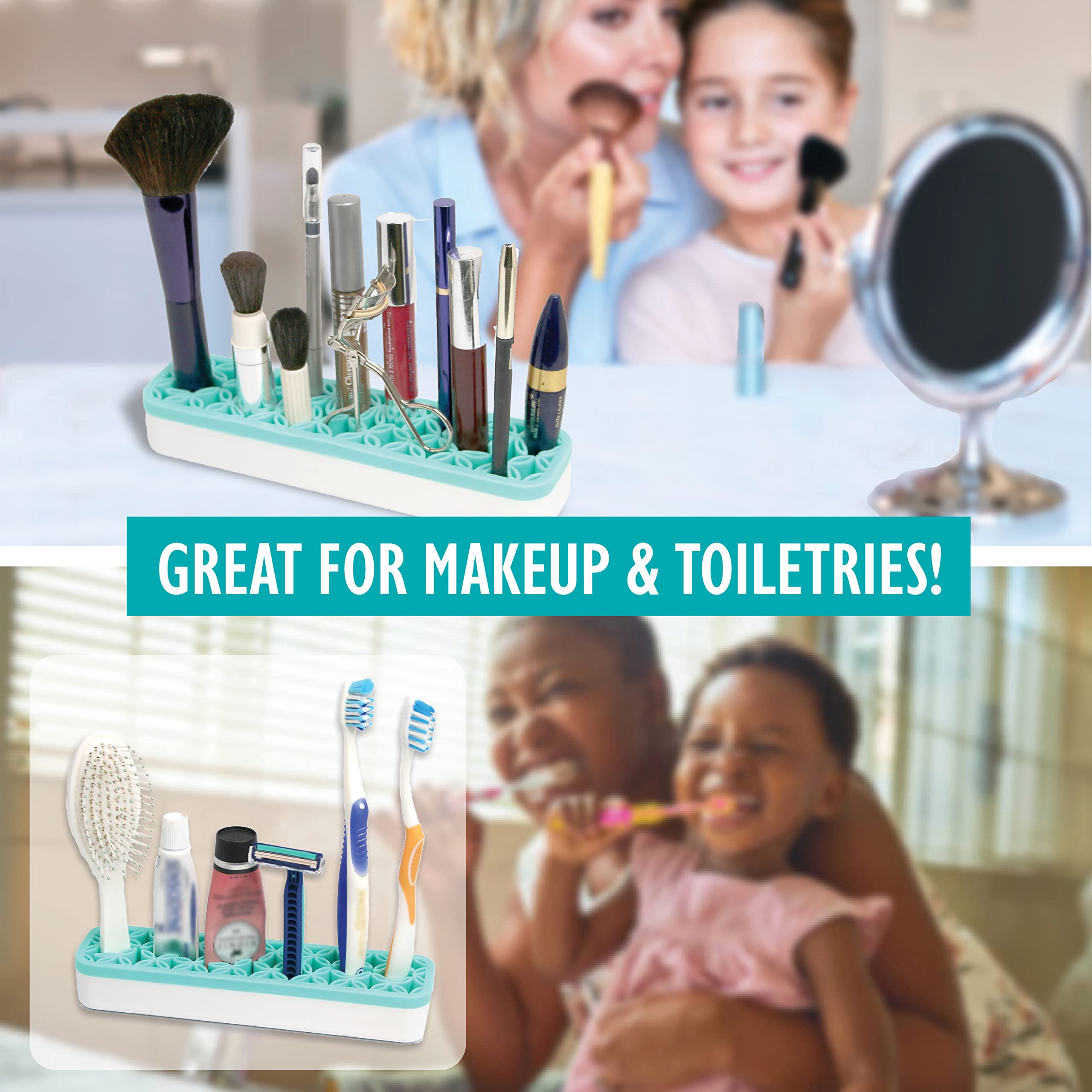 The Beadsmith Keeper Crafter Silicone Holder β Flexible Dividers Accommodate Makeup & Beauty Supplies, Sewing, Art & Paint Brushes, Jewelry Making Tools, Desk/Office Storage