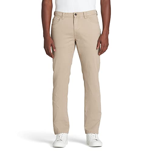 IZOD Men's Saltwater Stretch Flat-Front Chino Pants, Pale Khaki Slim, 33W x 29L
