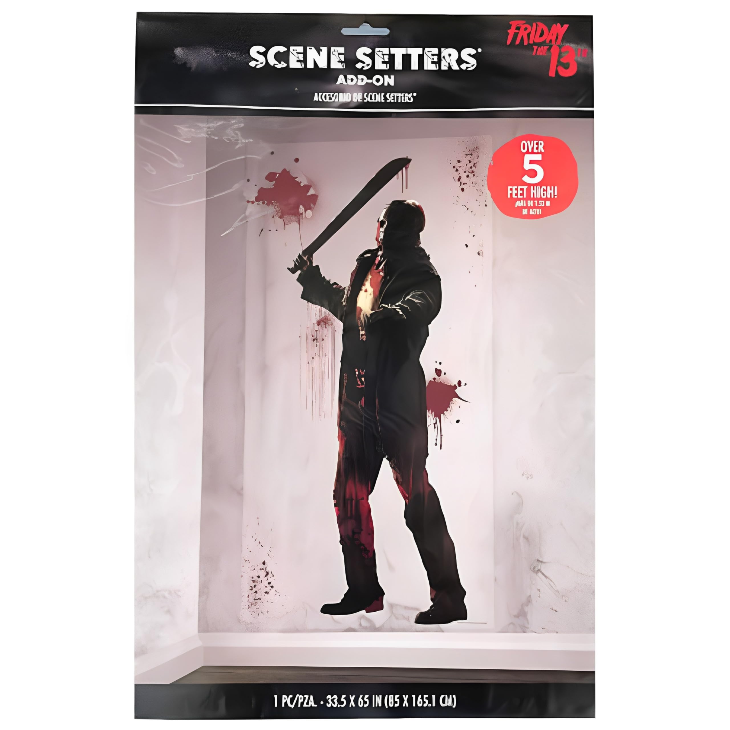 Friday The 13th Plastic Scene Setter Add-On - 33.5" x 65" (Pack og 1) - Spooky Wall Decoration Perfect for Halloween Party or Horror Movie Night
