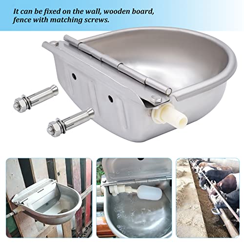 LIUCOGXI Automatic Dog Water Bowl Dispenser Stainless Steel Automatic Livestock Waterer Cattle Water Feeder Trough with Float Valve for Animal Cow Cattle Dog Horse Donkey