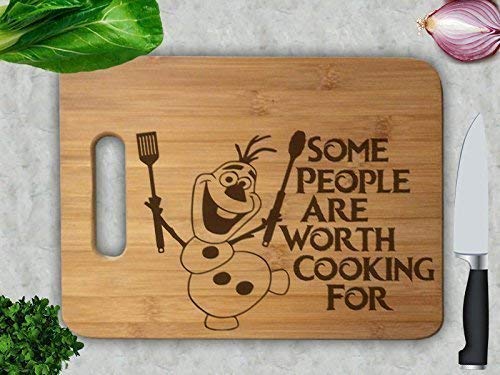 Some People are Worth Cooking For Olaf Anniversary Wedding Christmas Gift Personalized Cutting Board Engagement Bamboo Cutting Board Chopping Block