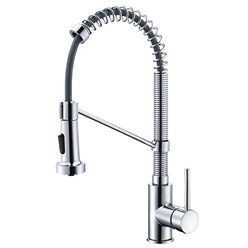 Baydow Single Hole Kitchen Sink Faucet with Pull Out/Down Sprayer, High Arc Stainless Steel Single Handle,Chrome Finish