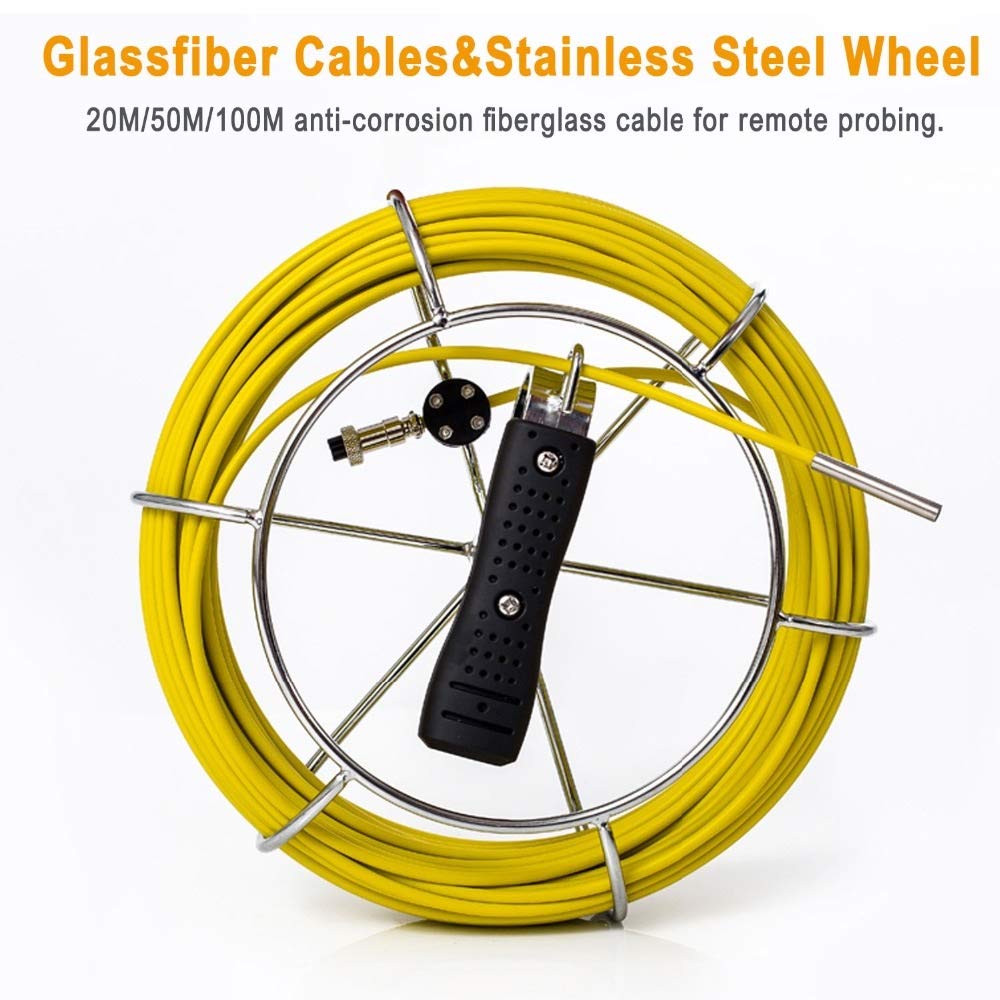 BHVXW 20/50/100M Pipe Inspection Video Camera,6.5mm Cam Drain Sewer Pipeline Industrial Endoscope (Size : 50m)