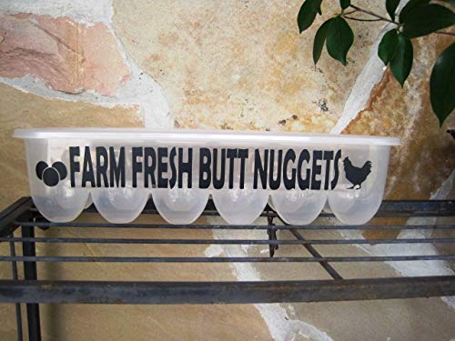 bpn Funny Egg Carton, Reusable Egg Cartons, Plastic Egg Containers, Stackable Egg Cartons. (Farm Fresh Butt Nuggets)