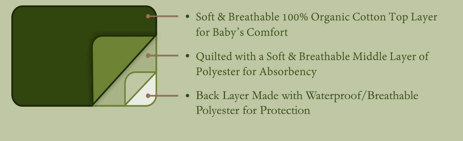 TL Care Waterproof Quilted Playard Changing Table Pads Burp Cloth Made with Organic Cotton 2-Count Natural Color