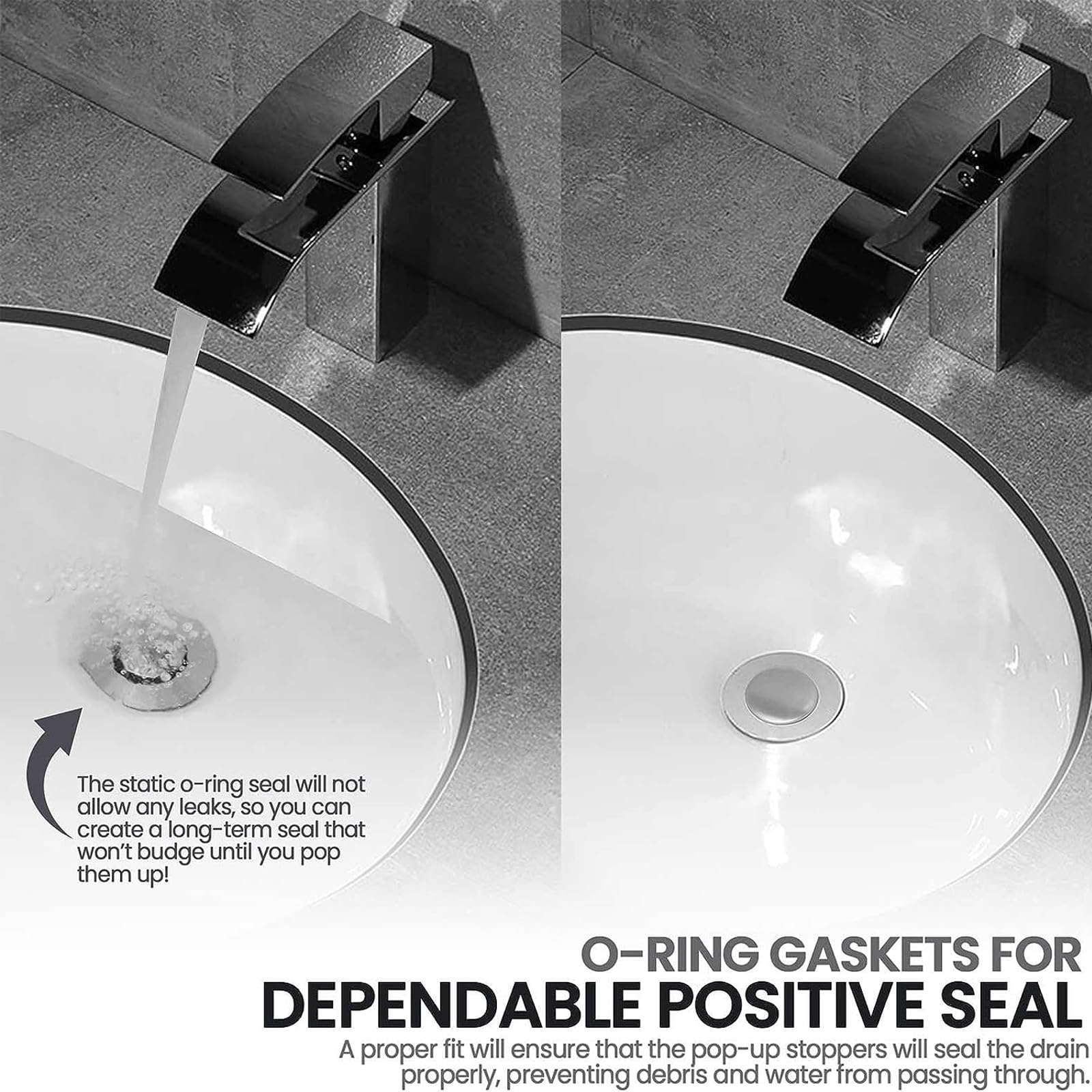 Calvana (2-Pack) Bathroom Sink Pop-Up Stoppers - with Brushed Nickel Finish - Fits Most Pop-Up stoppers Design 1-3/8β Cap Outer Diameter, 4-1/2 Overall Height - with 2 Mounting Holes and Gasket Seal