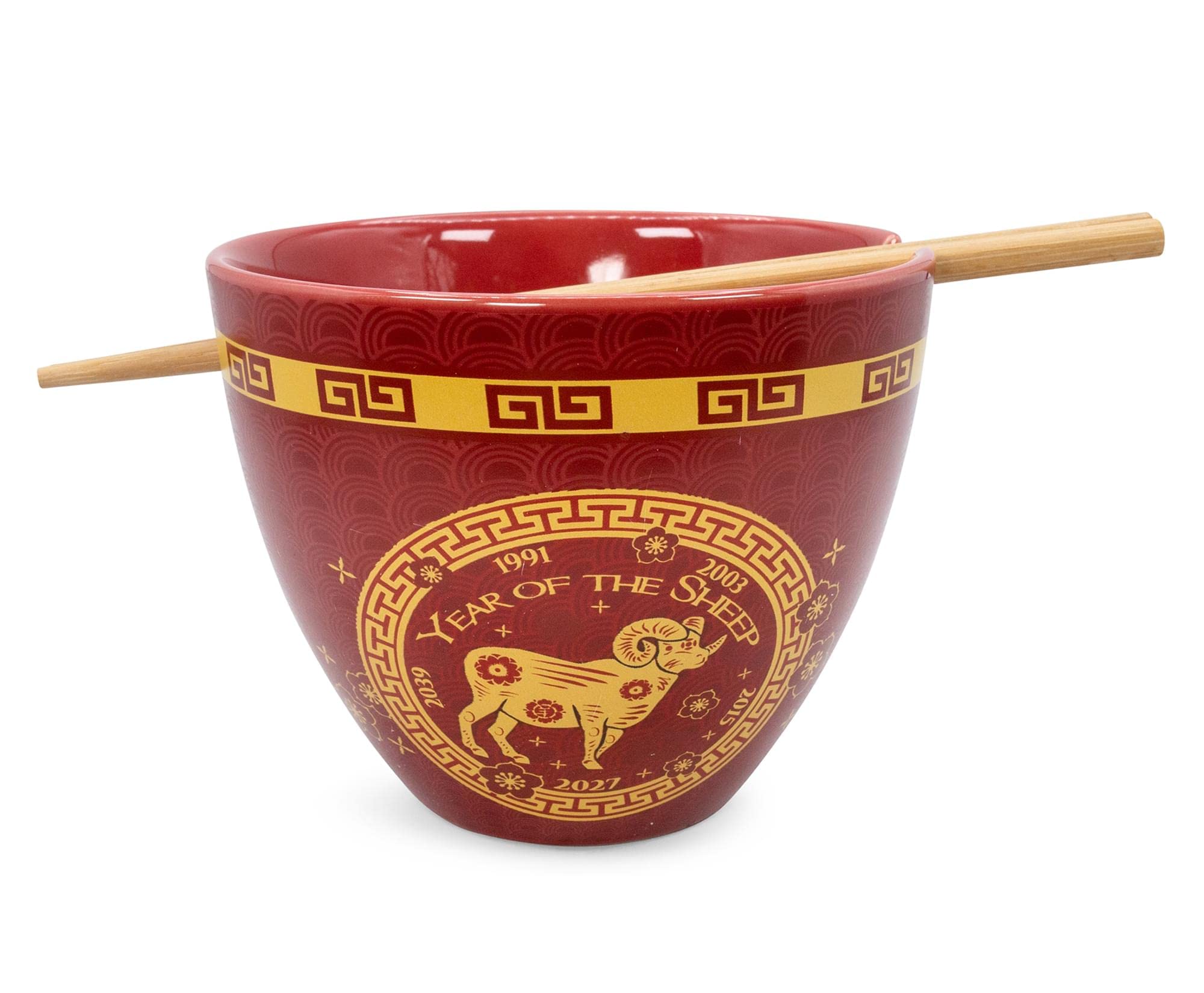Boom Trendz Year Of The Sheep Chinese Zodiac Ceramic Dinnerware Set Includes 16 Ounce Ramen Noodle Bowl and Red One Size