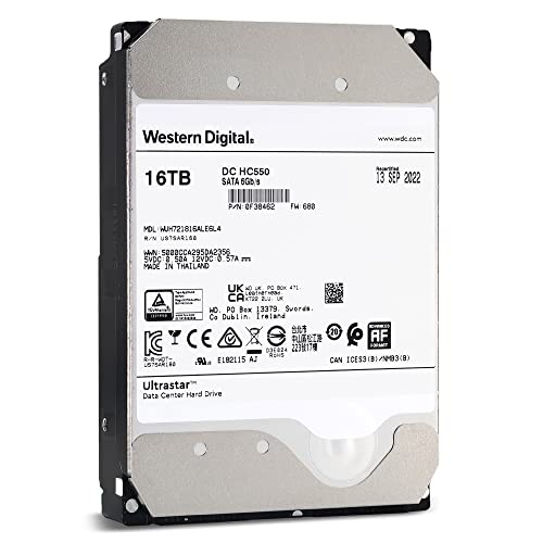 WD 16TB HDD Ultrastar DC HC550 SATA 7200RPM 3.5-Inch Enterprise Hard Drive - WUH721816ALE6L4 (Renewed)