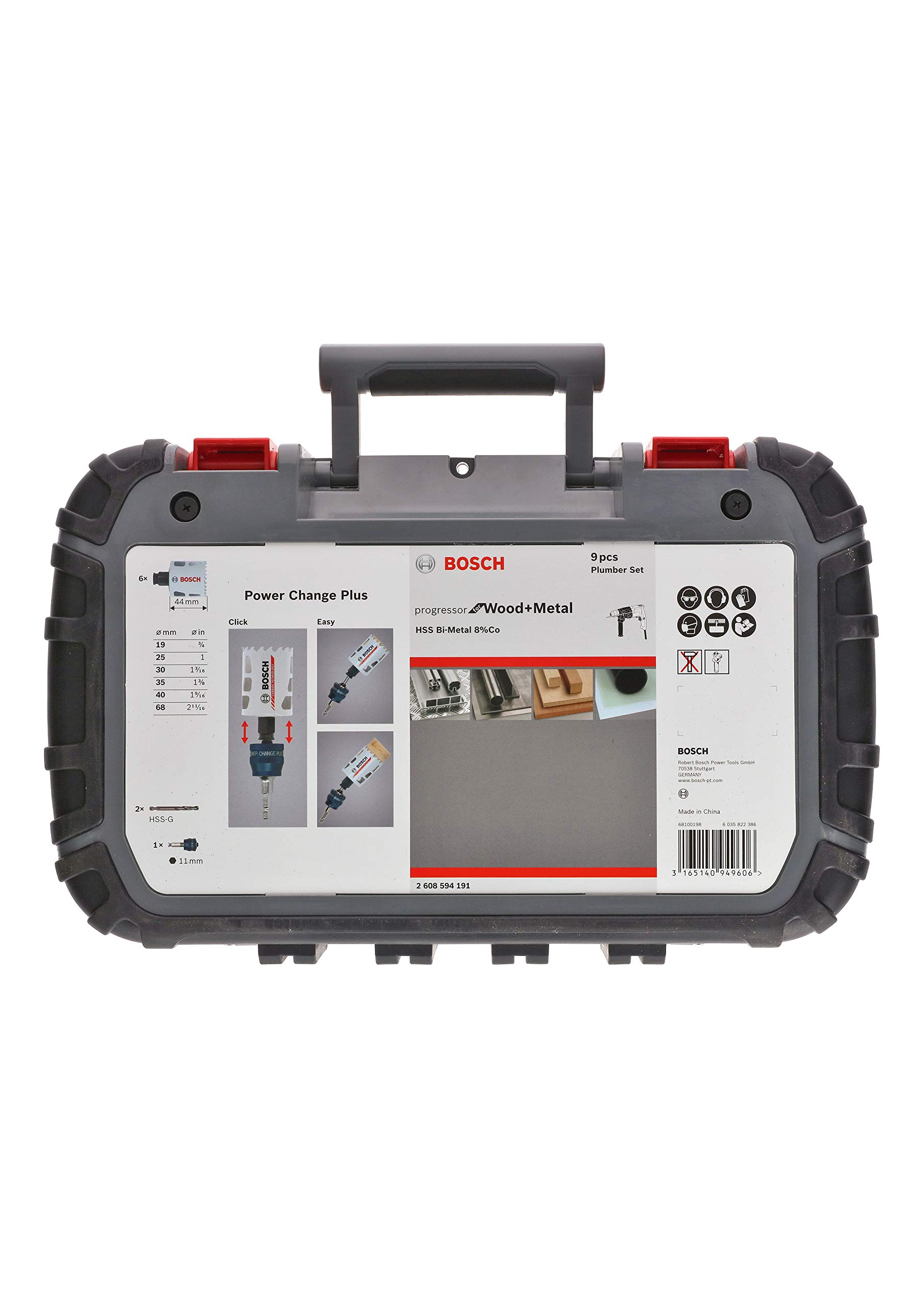 Bosch 2608594191 9-Piece Set Electricians Set Bi-Metal Progressor Holesaws, 8% Cobalt Alloy, Diameter 19, 25, 30, 35, 40, 68