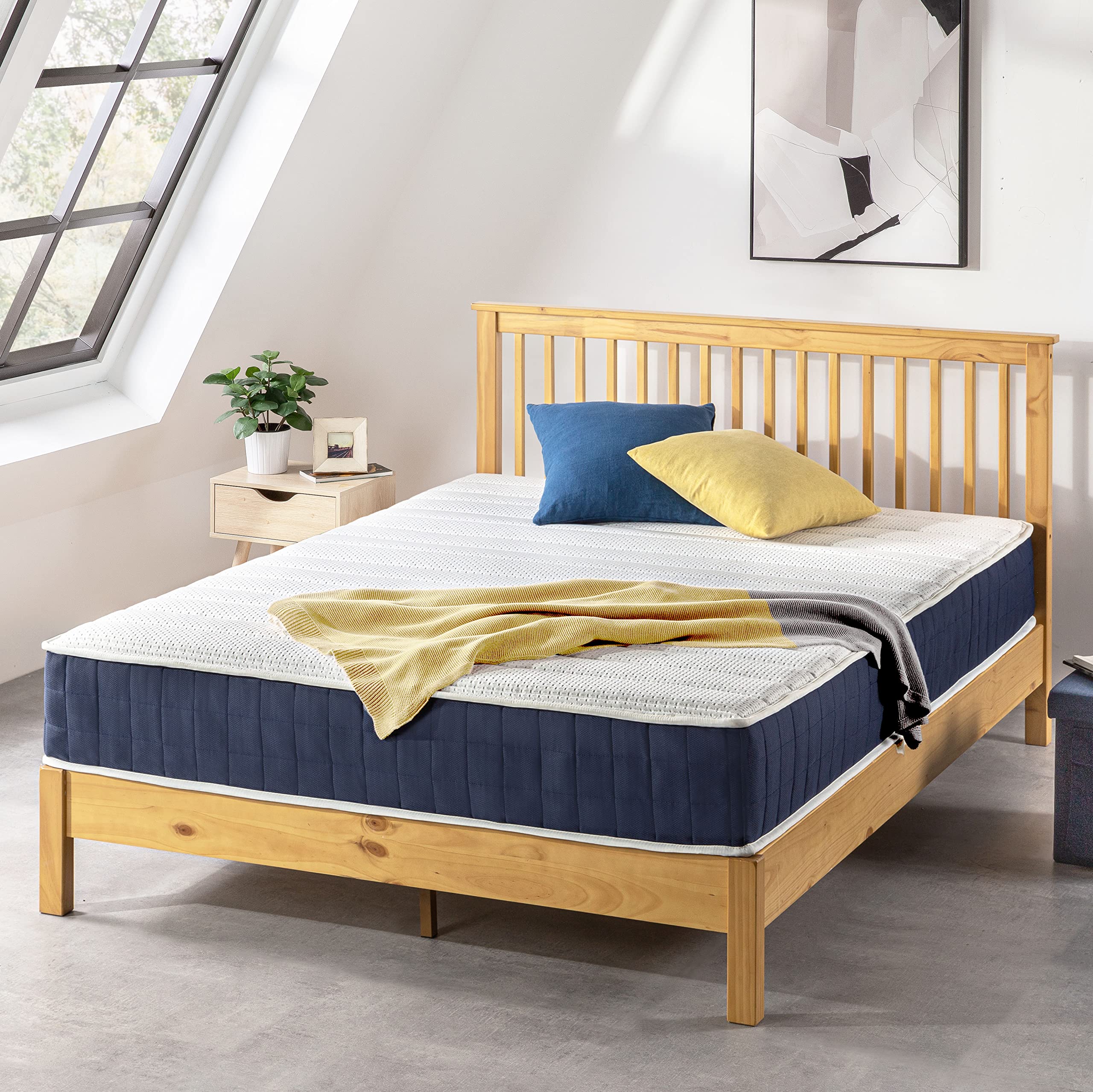 Mellow 10 Inch RENA Pocket Spring Hybrid Mattress with Green Tea Memory Foam, Queen Navy