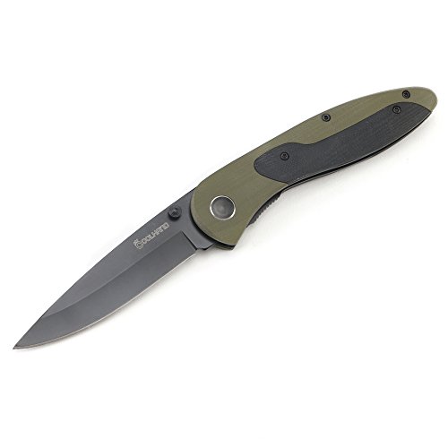 COOL HAND 6001GB-BS 3'' 440SS Steel Blade G10 Handle Liner Lock Pocket Knife, Black