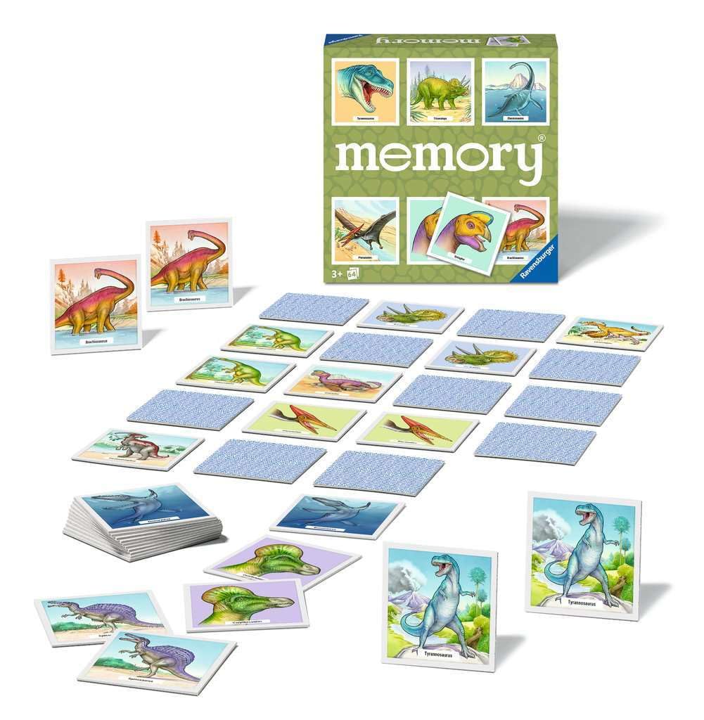 Ravensburger Dinosaur Memory Game β Fun & Fast Brain Teaser for Kids 3+ | Vibrant Dinosaur Images | Easy to Learn for Birthdays and Holidays | Quality Family Time Activity