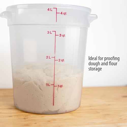 Cambro 4 QT (Quart) BPA-Free Round Food Storage Container with Lid (2 Pack) - Classic Series (Translucent)